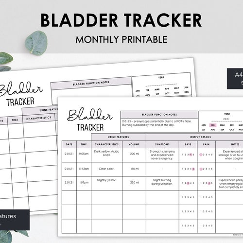 Bladder Tracker Urination Events Features & Symptoms | Etsy