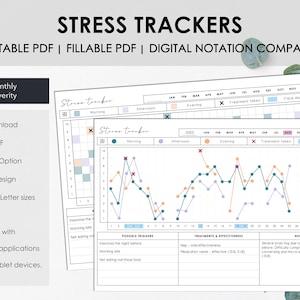 Printable and Fillable Monthly Stress Severity Tracker | Track Daily ...