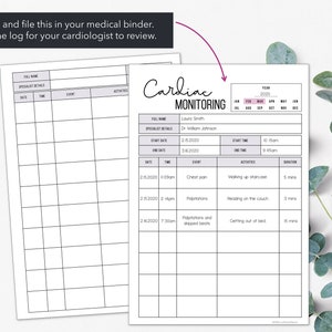 Cardiac Monitoring Log Printable 24-Hour Holter Monitor | Etsy