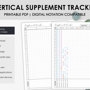 Printable Vertical Monthly Supplement Tracker to Chart Monthly ...