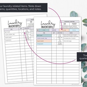 Laundry Inventory Charts | List Laundry Related Items in a Printable ...