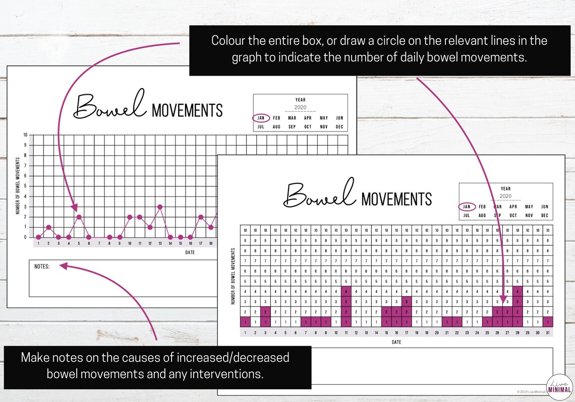 Monthly Bowel Movement Trackers Printable Chronic | Etsy
