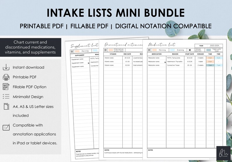 Printable and Fillable Medication, Vitamin, and Supplement Chart Organizers - Manage Current ...