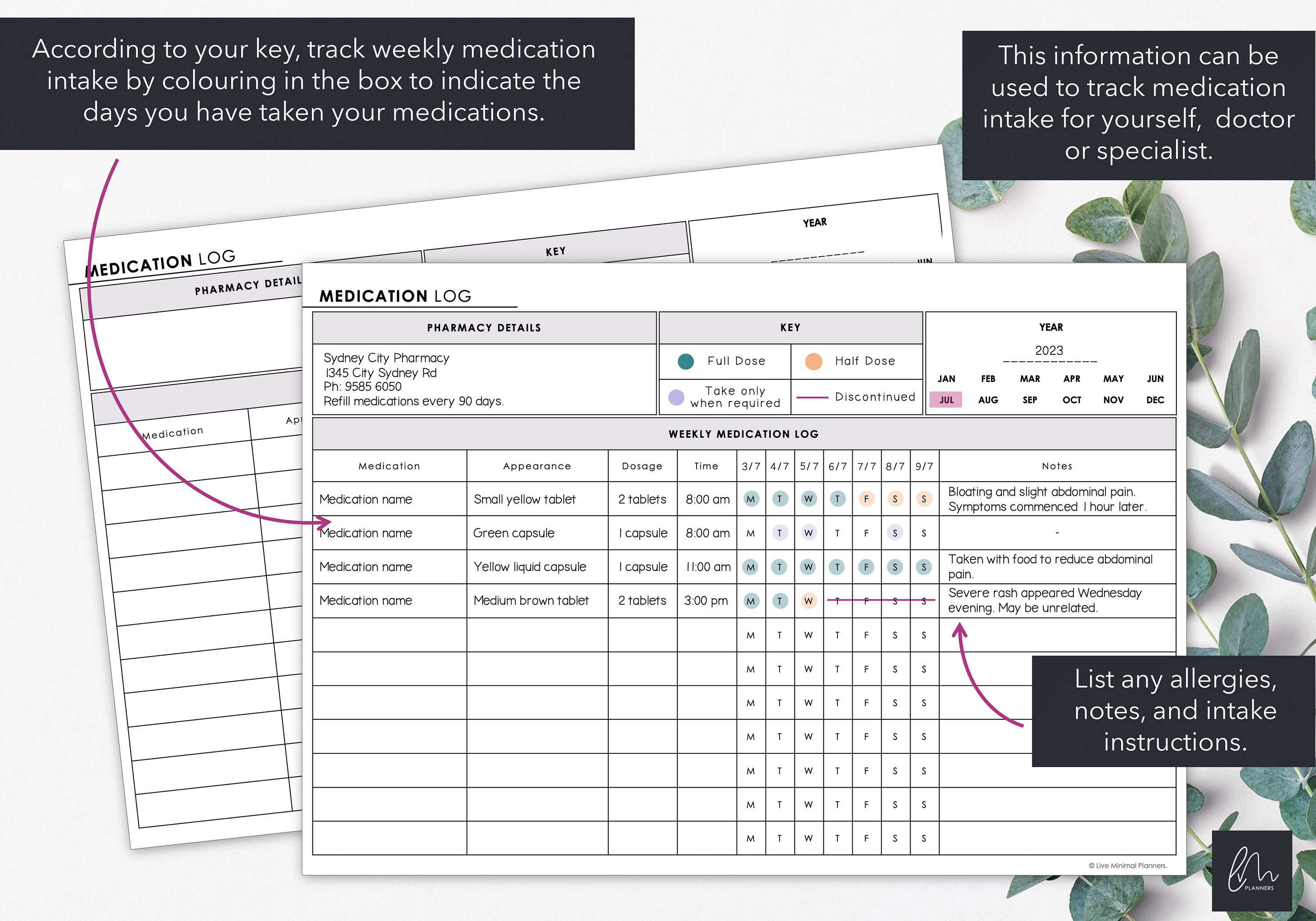 Weekly Medication Tracker Printable | Log Weekly Medication Intake ...