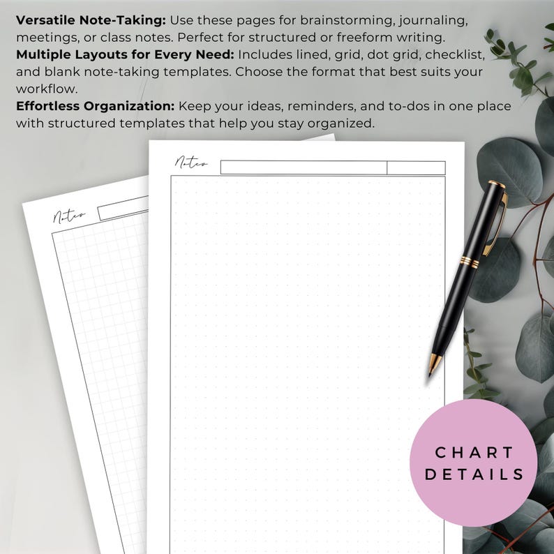 Assorted Printable Note Pages for Easy Note-taking, 15 Notebook ...