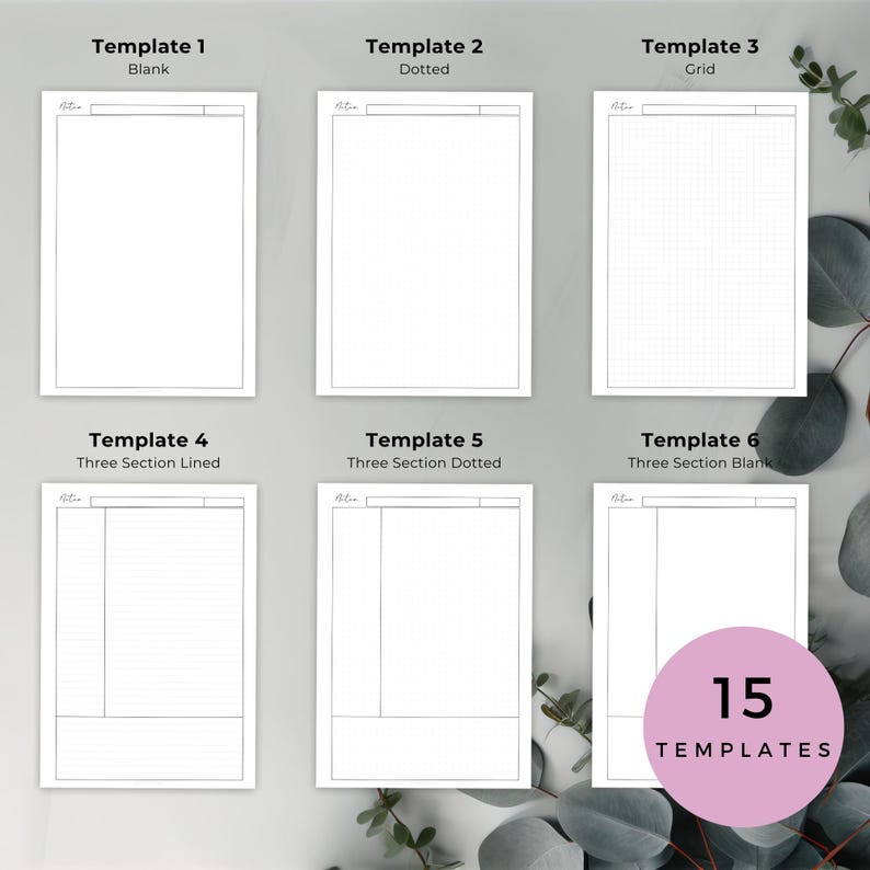 Assorted Printable Note Pages for Easy Note-taking, 15 Notebook ...