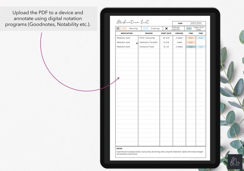 Printable and Fillable Medication Lists – Manage Current & Discontinued ...