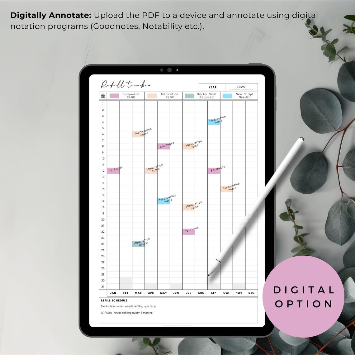 Printable and Fillable Annual Medication & Medical Supply Refill ...