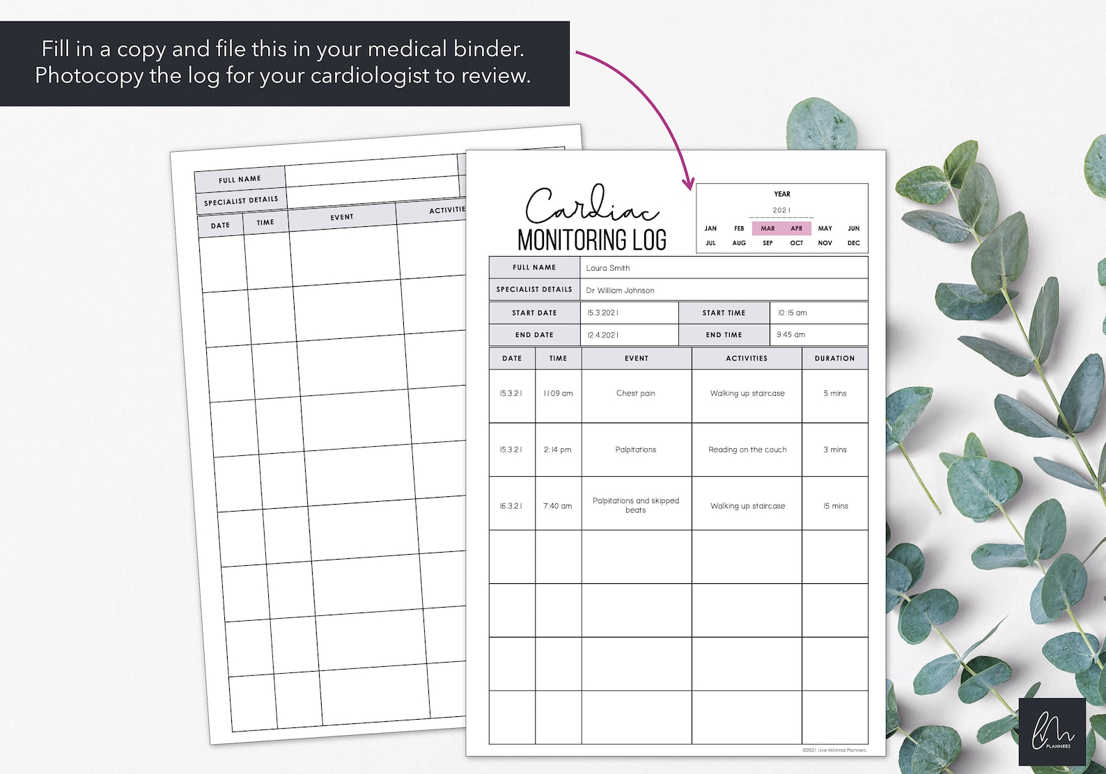 Cardiac Monitoring Log Printable 24-hour Holter Monitor - Etsy Australia