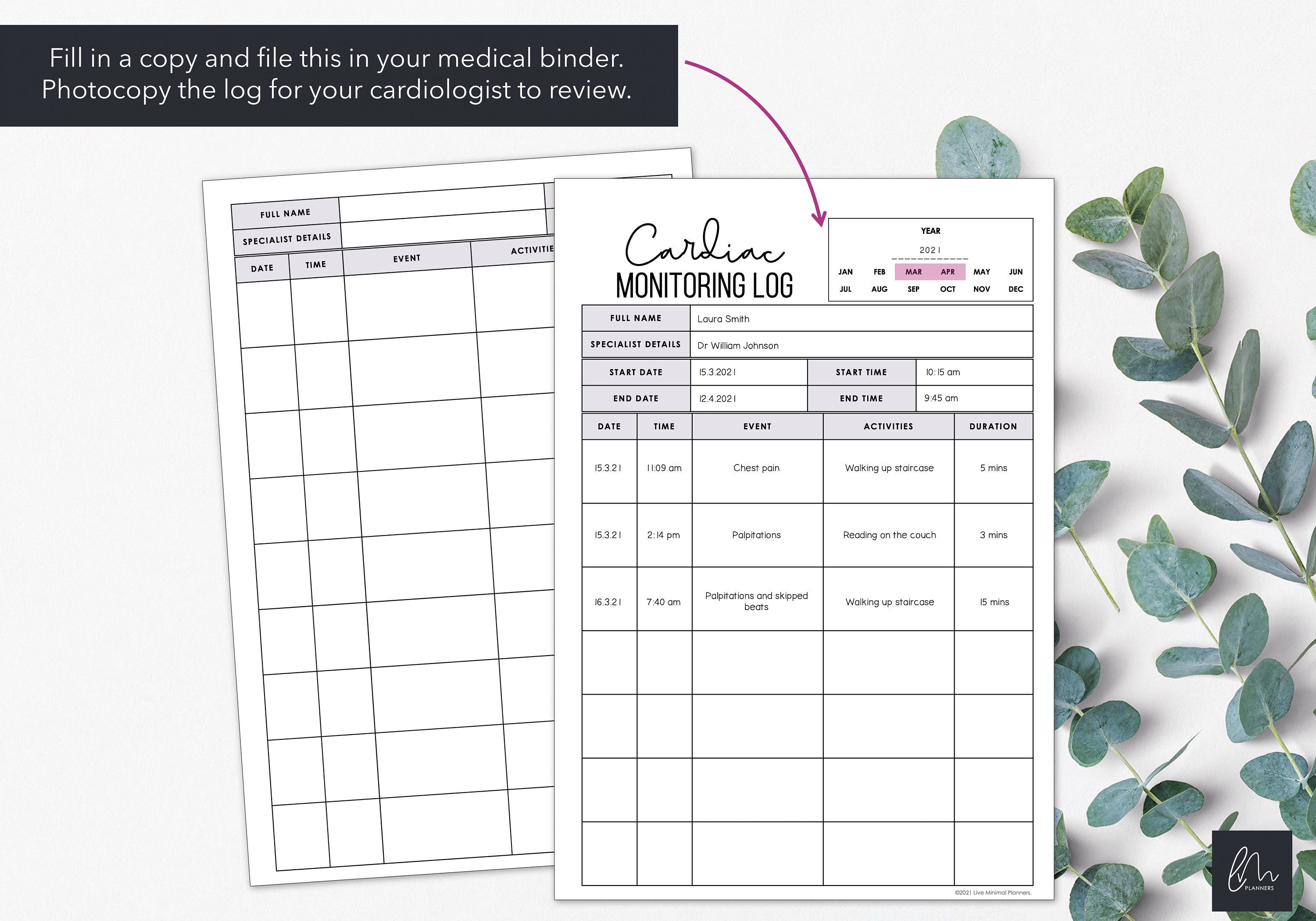 Cardiac Monitoring Log Printable 24-hour Holter Monitor - Etsy Australia