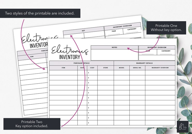 Electronics Inventory Charts List Electronic Items in a | Etsy