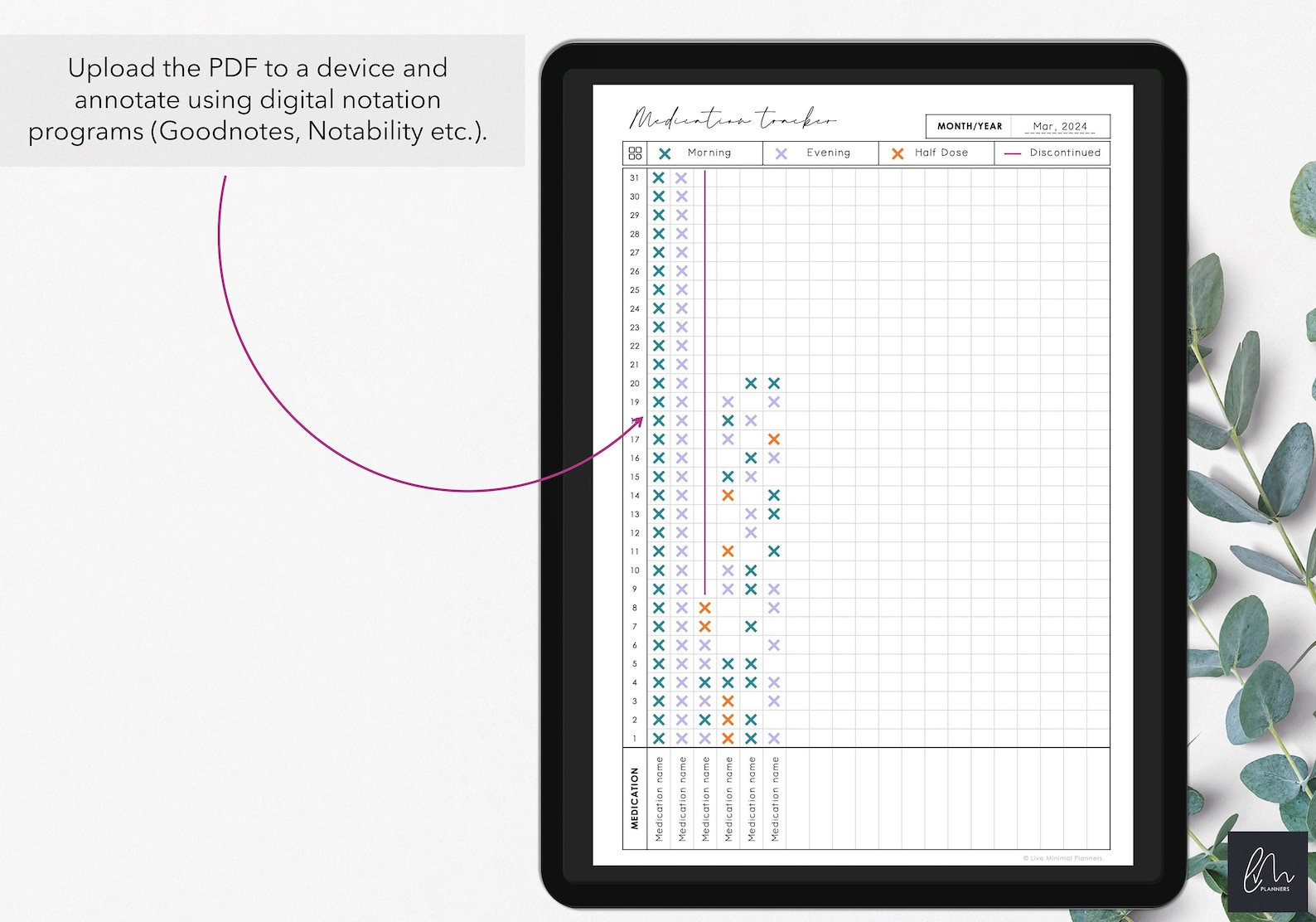 Printable Vertical Monthly Medication Tracker, Chart Monthly Medication ...