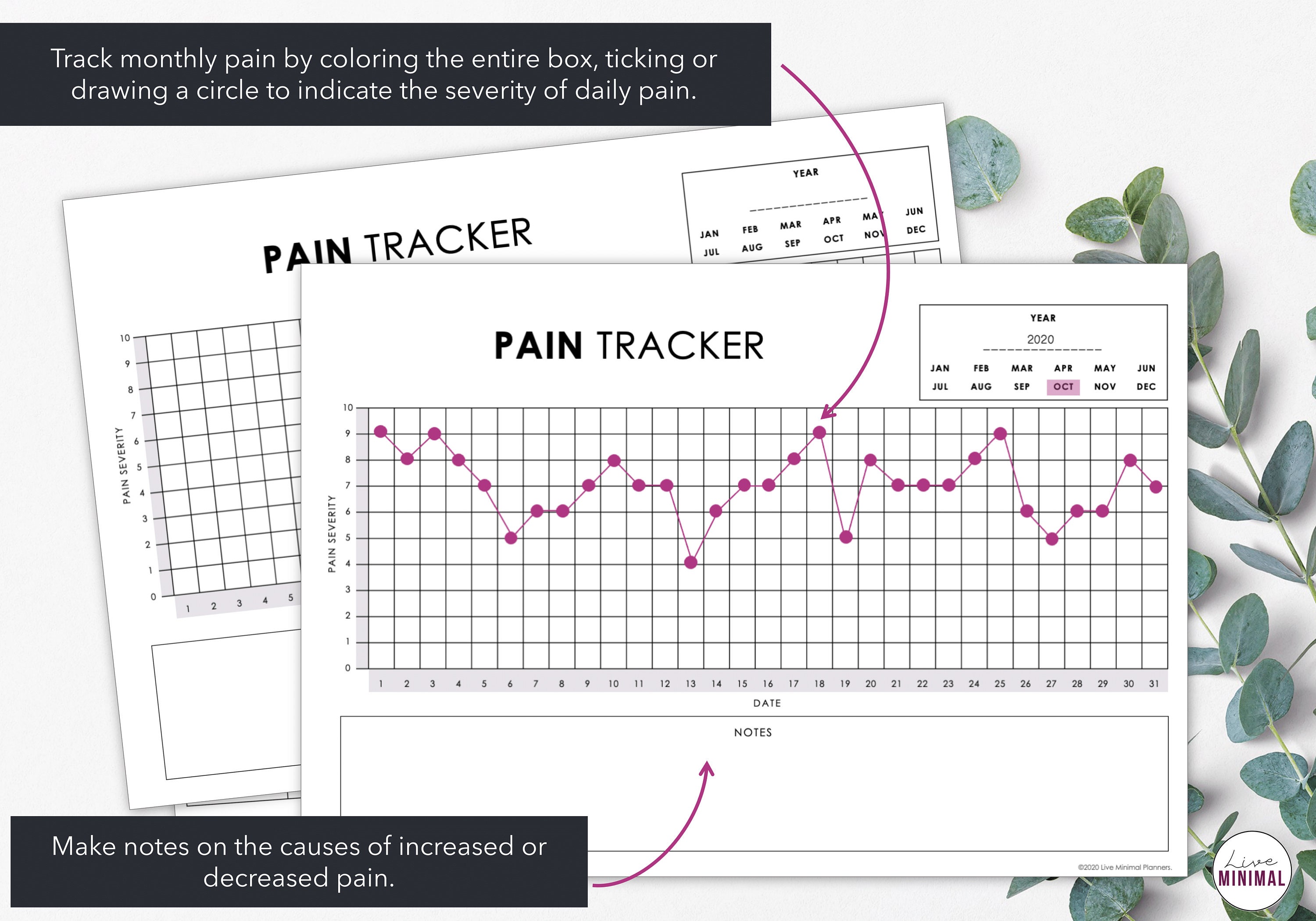 Printable Pain Tracker Track Monthly Pain Severity | Etsy