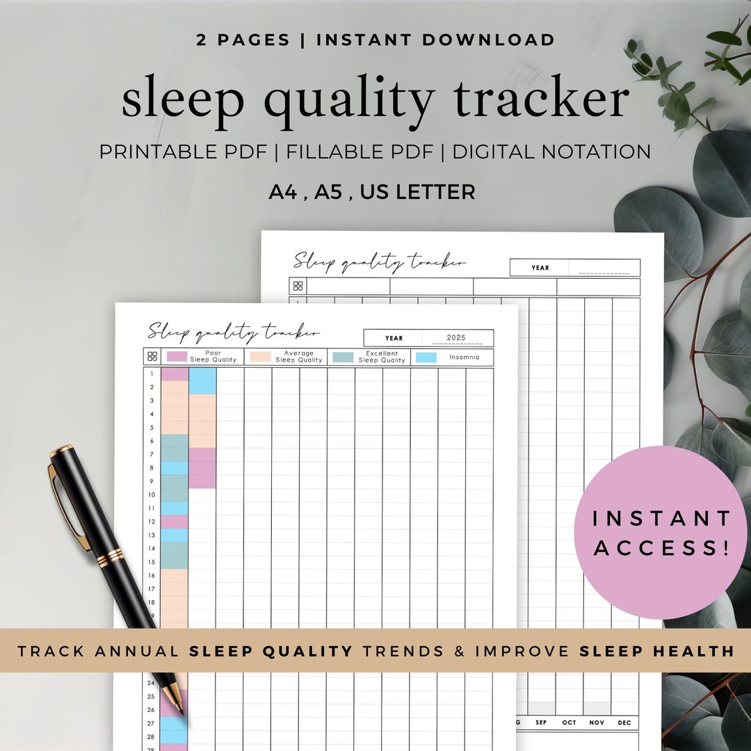 Annual Sleep Tracker Template, Habit Tracker & Health Journal for ...