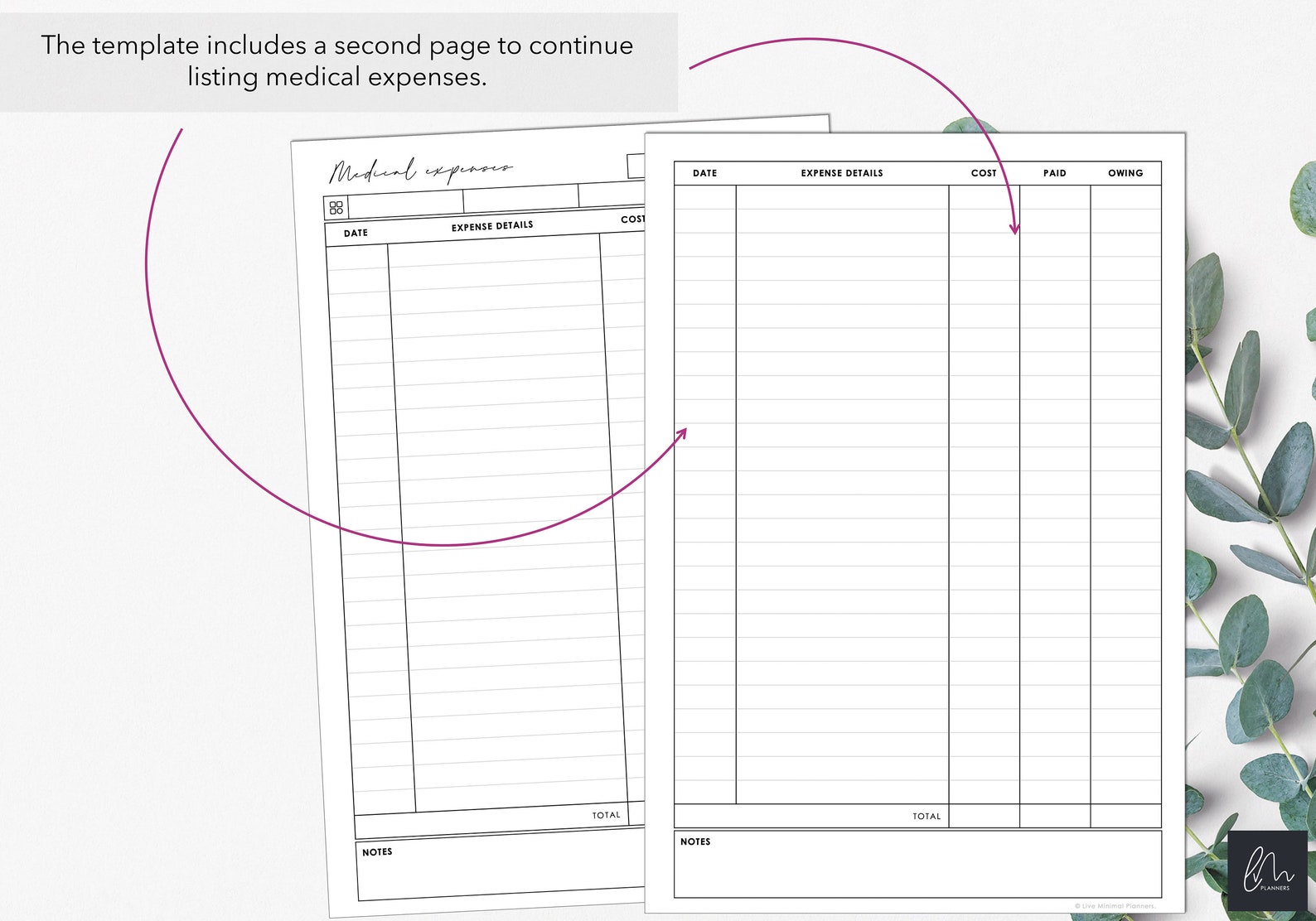 Printable and Fillable Annual Medical Expense Tracker, Chart Chronic ...