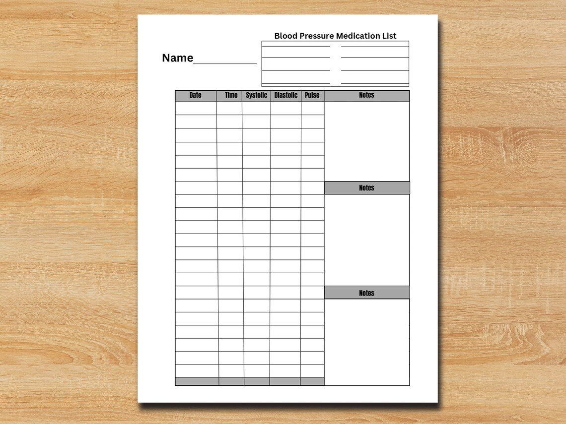 Printable and Fillable Blood Pressure Log Sheet - Etsy