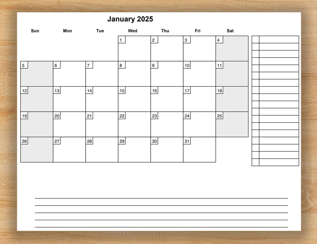 Dated Printable Calendar for the Current Year - Etsy