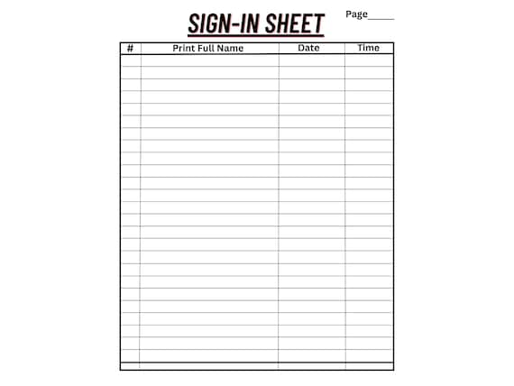 Free Printable Sign In Sheets