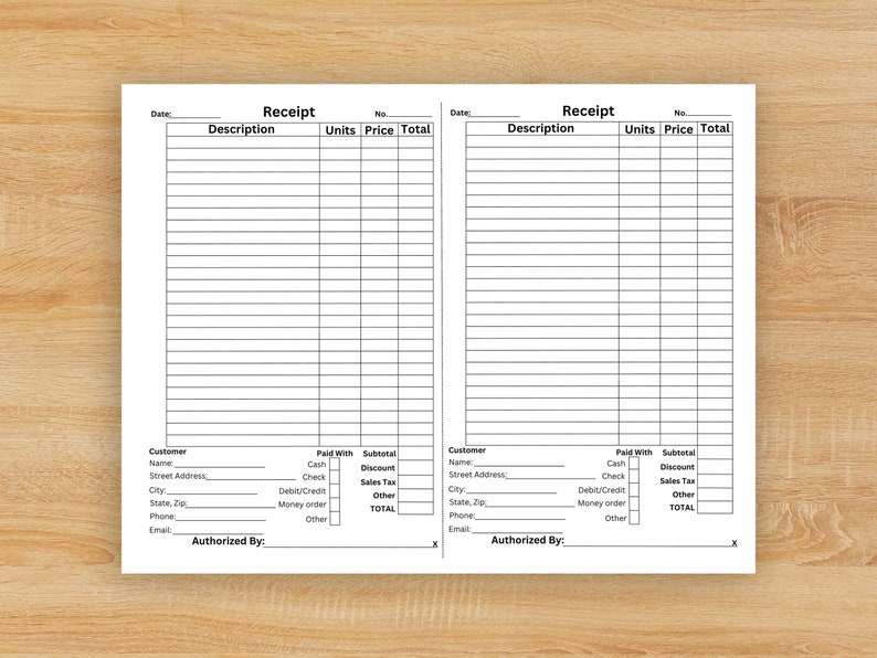 Printable Fillable Customer Receipt for Small Business - Etsy
