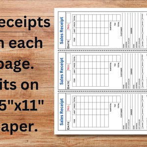 Printable Sales Receipt Template - Etsy