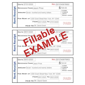 Printable and Fill-able Rent Receipts Templates - Etsy