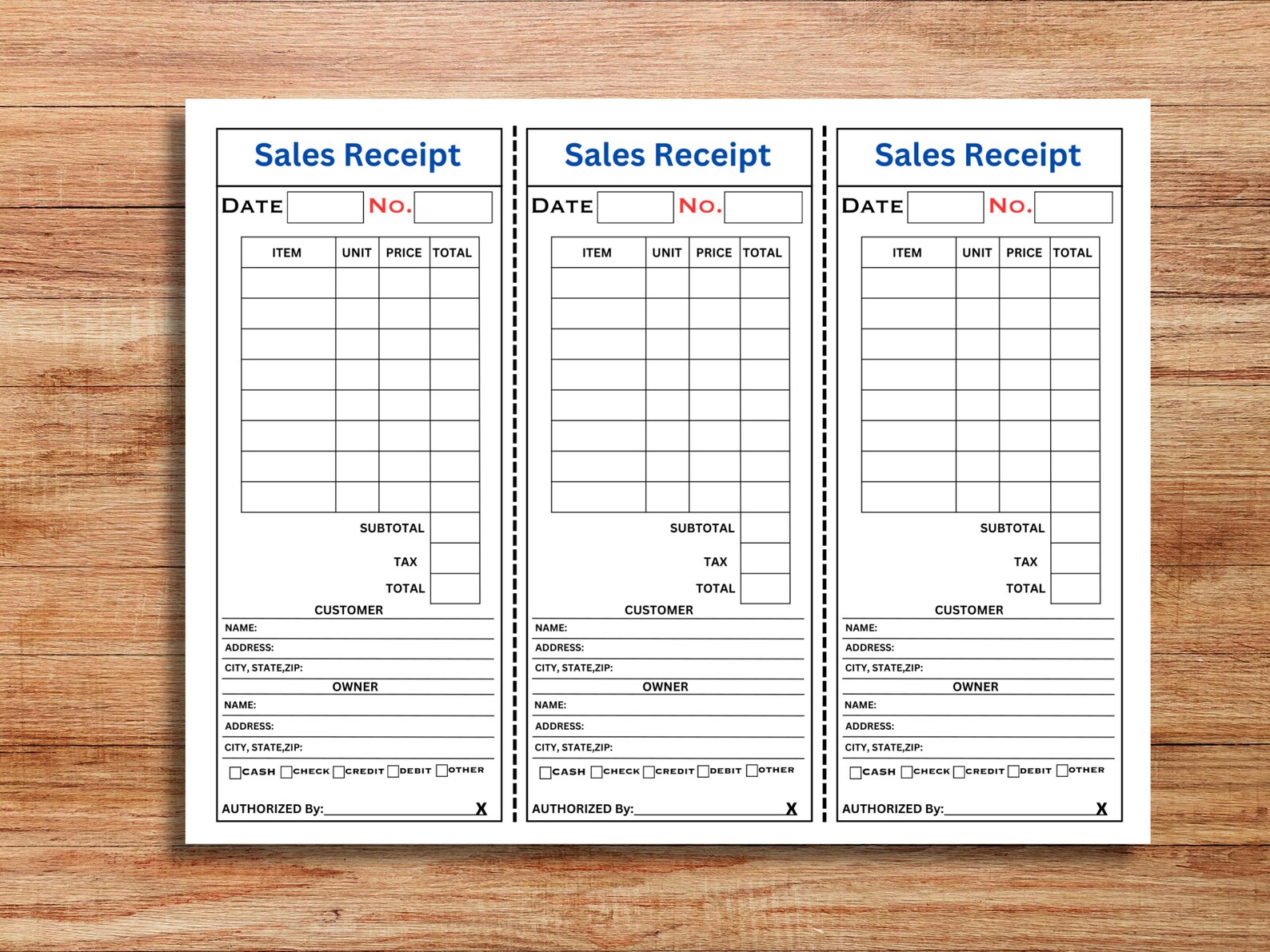 Printable Sales Receipt Template - Etsy