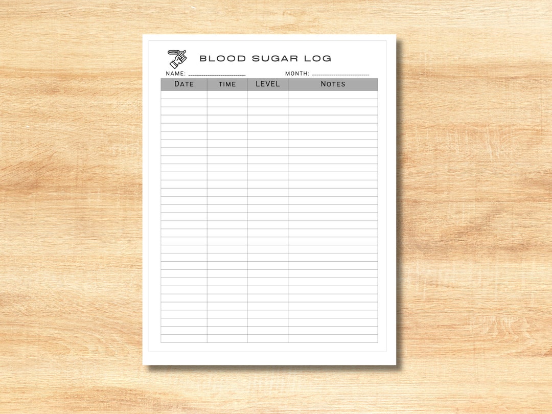 Printable and Fillable Blood Sugar Log Sheet - Etsy