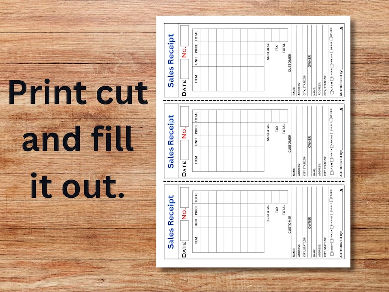 Printable Sales Receipt Template - Etsy