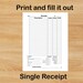 Printable Fillable Customer Receipt for Small Business - Etsy