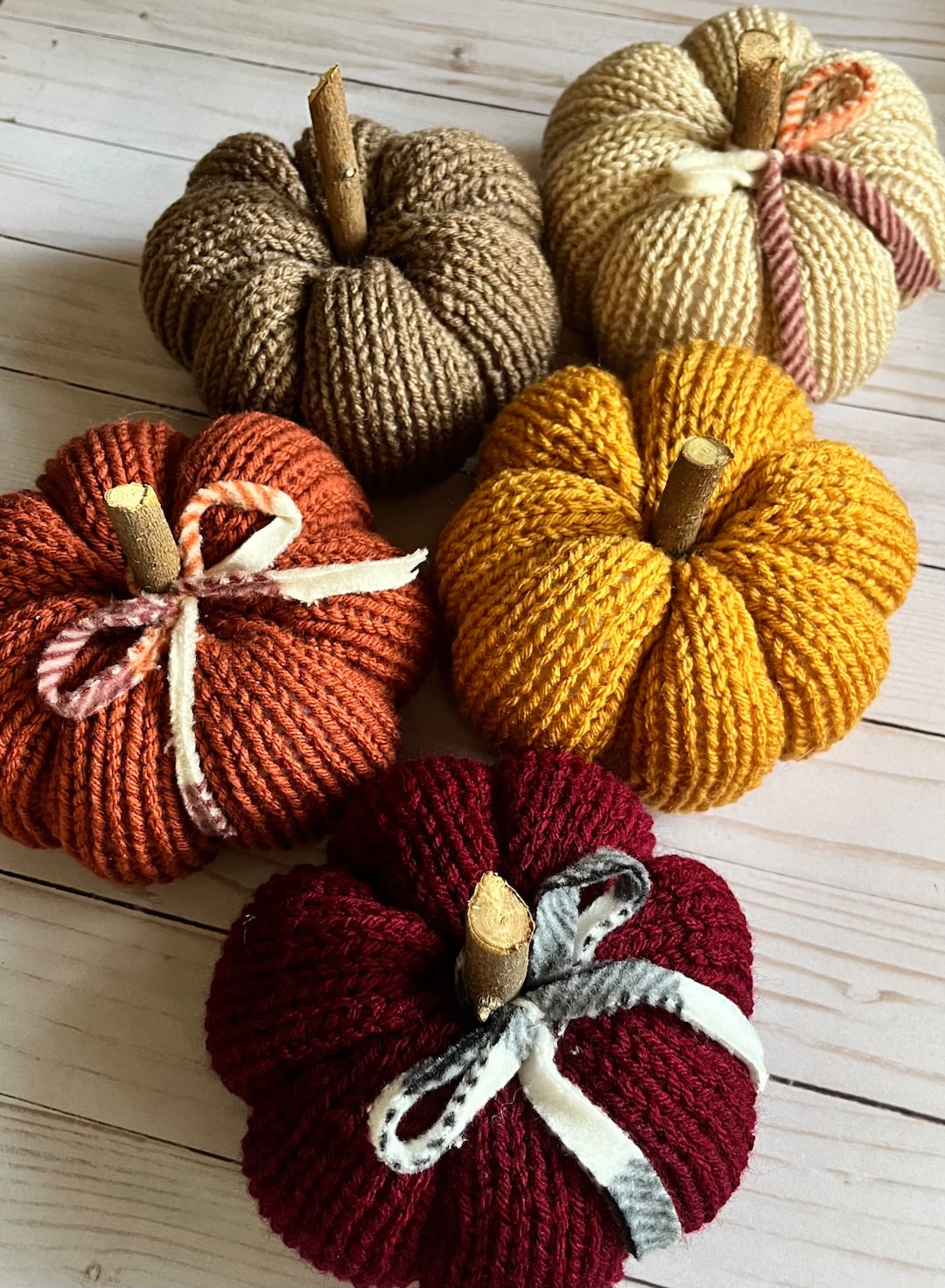 Knit Pumpkins | Fall Home Decor | Natural Stem - Etsy