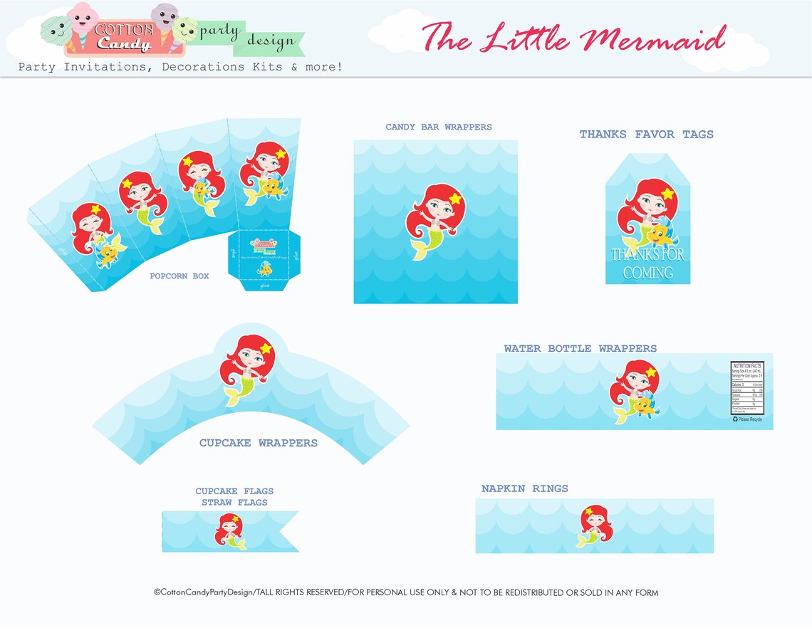 The Little Mermaid Themed Party Kit the Little Mermaid Party Printable ...