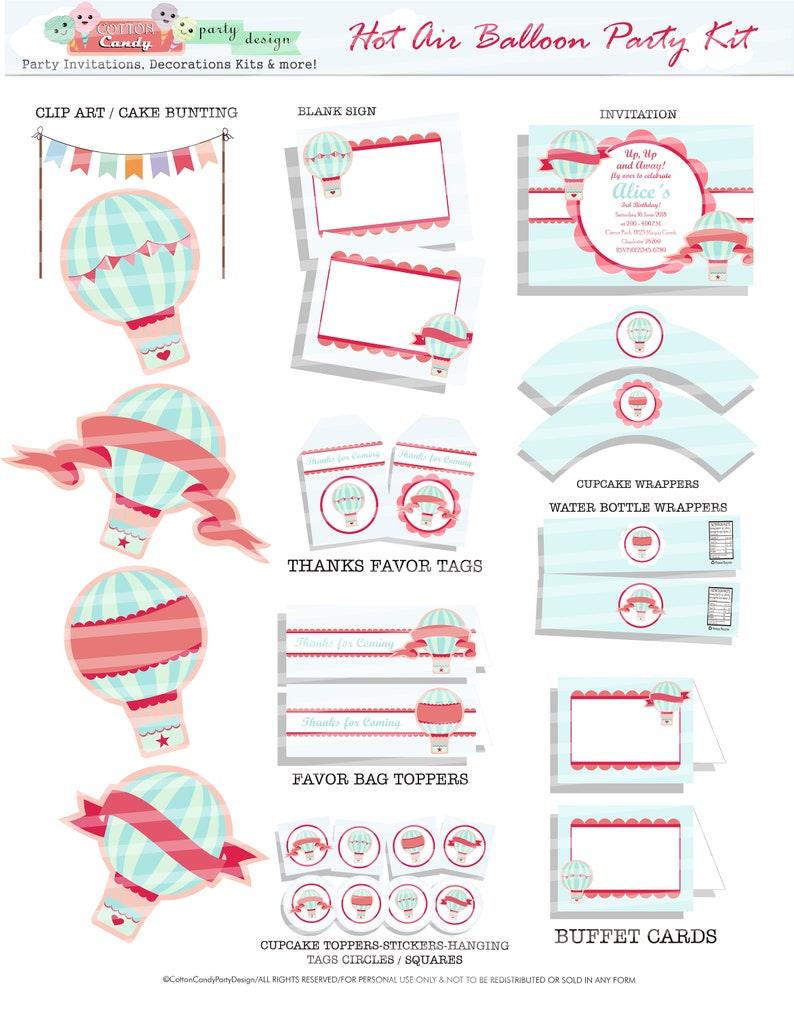 Hot Air Balloon Birthday, Hot Air Balloon Party Decoration, Hot Air ...