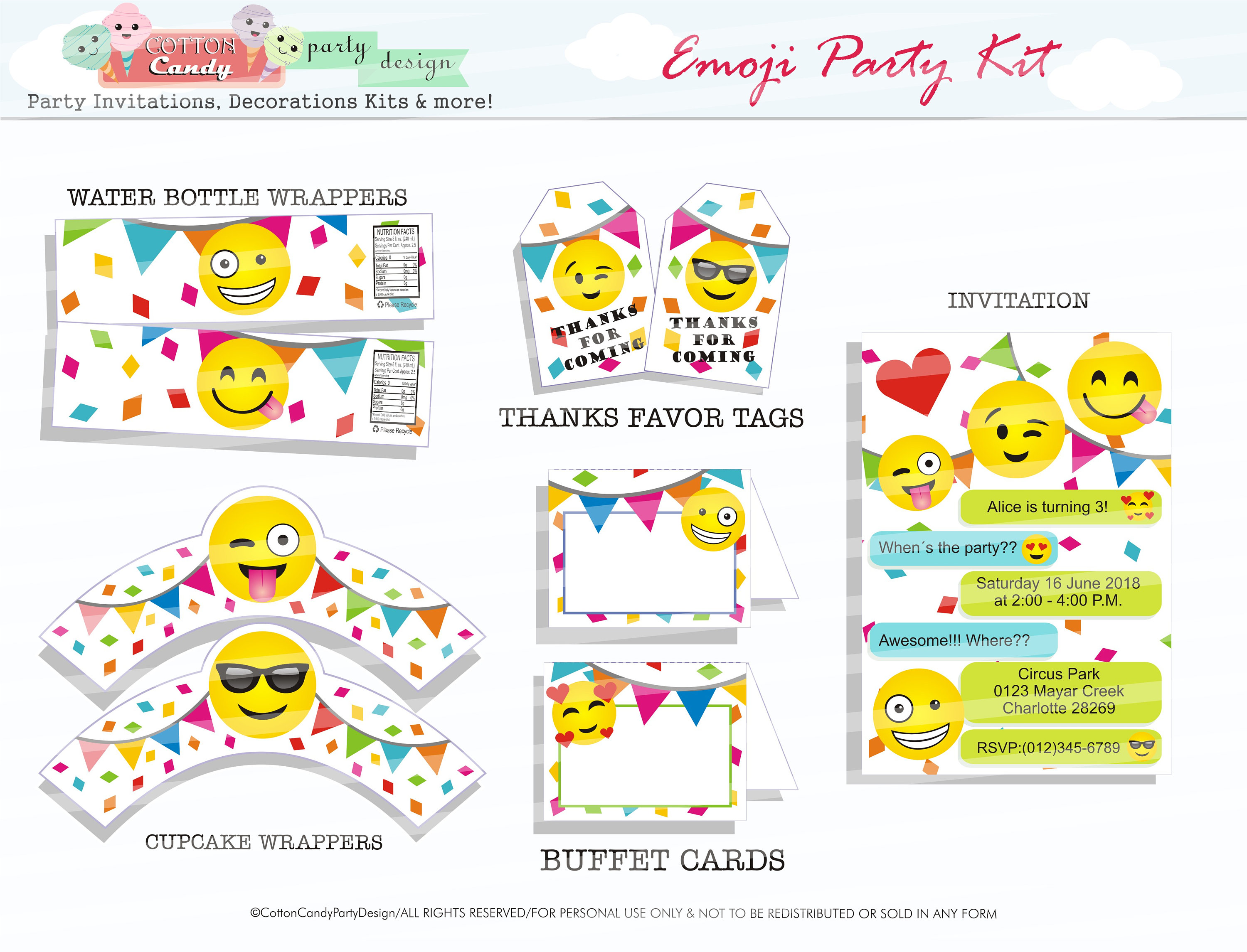 Emoji Themed Party Kit, Emoji Party Printable Package, Emoji Party ...