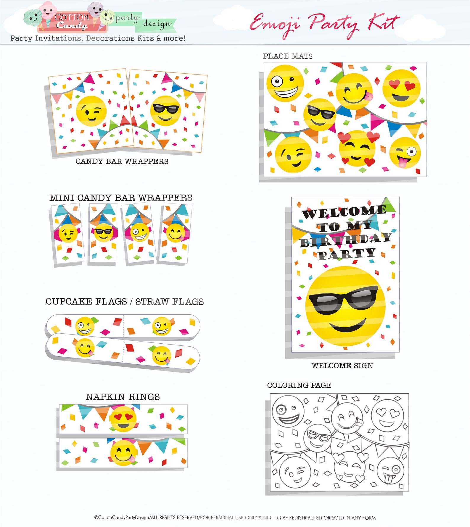 Emoji Themed Party Kit, Emoji Party Printable Package, Emoji Party ...