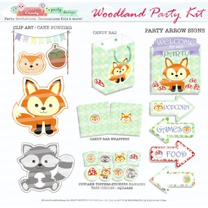 Woodland Party Printable Decor Kit Fox Raccoon Forest Animals Birthday ...