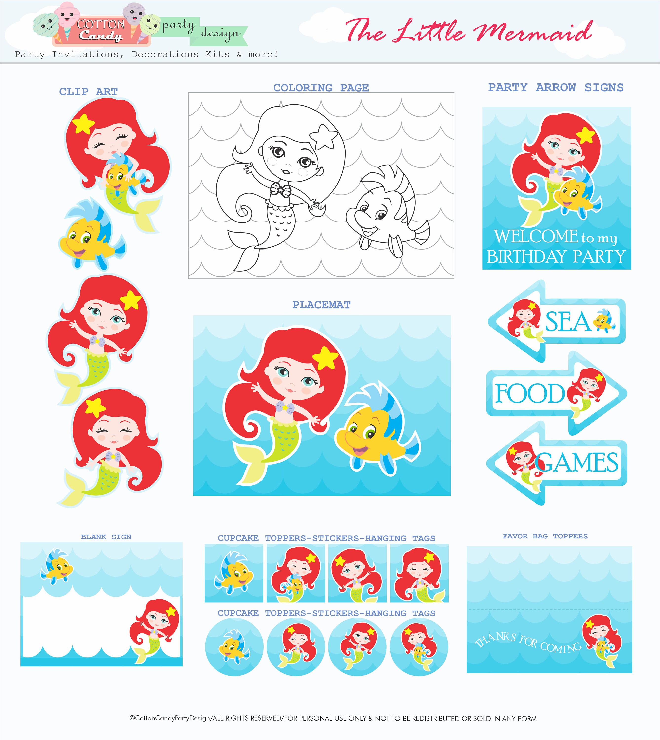 The Little Mermaid Themed Party Kit the Little Mermaid Party Printable ...