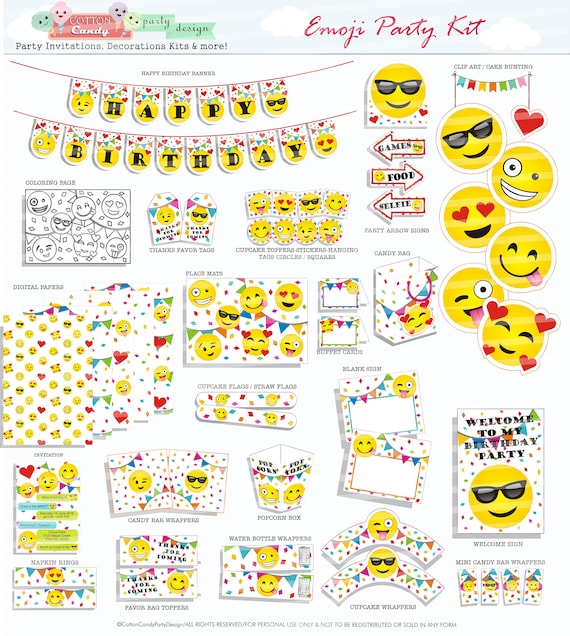 Emoji Themed Party Kit Emoji Party Printable Package Emoji - Etsy