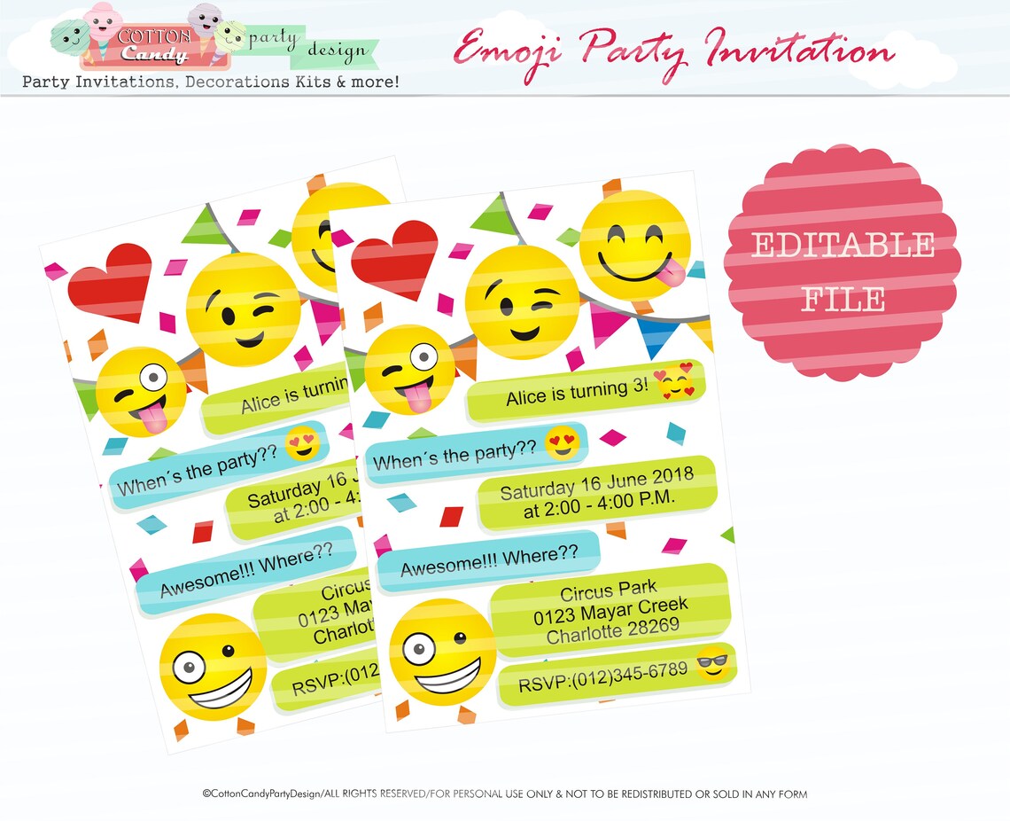 Emoji Themed Party Kit, Emoji Party Printable Package, Emoji Party ...