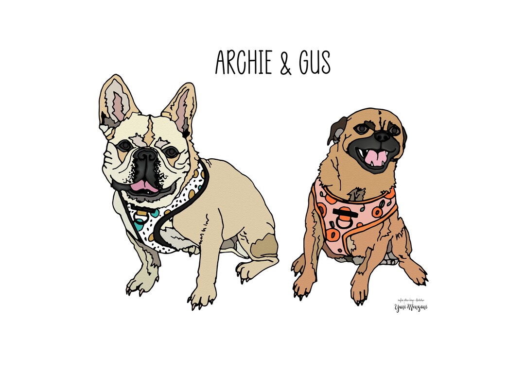 Pet Portrait. Custom Dog Illustration. Animal Lover Gift. Pet Portrait ...
