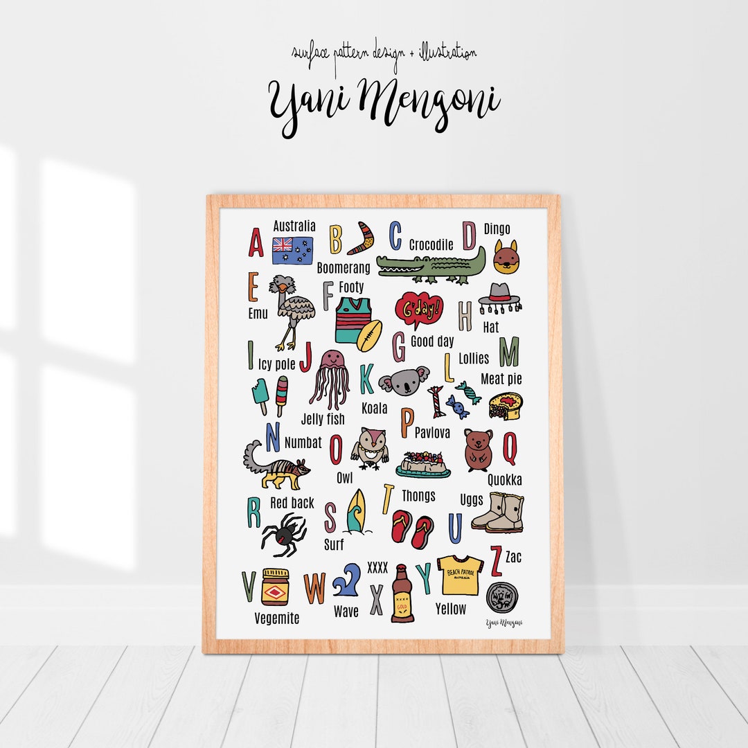 Australian Alphabet,abc Art, Aussie A-Z, Nursery Deco, Alphabet Poster ...