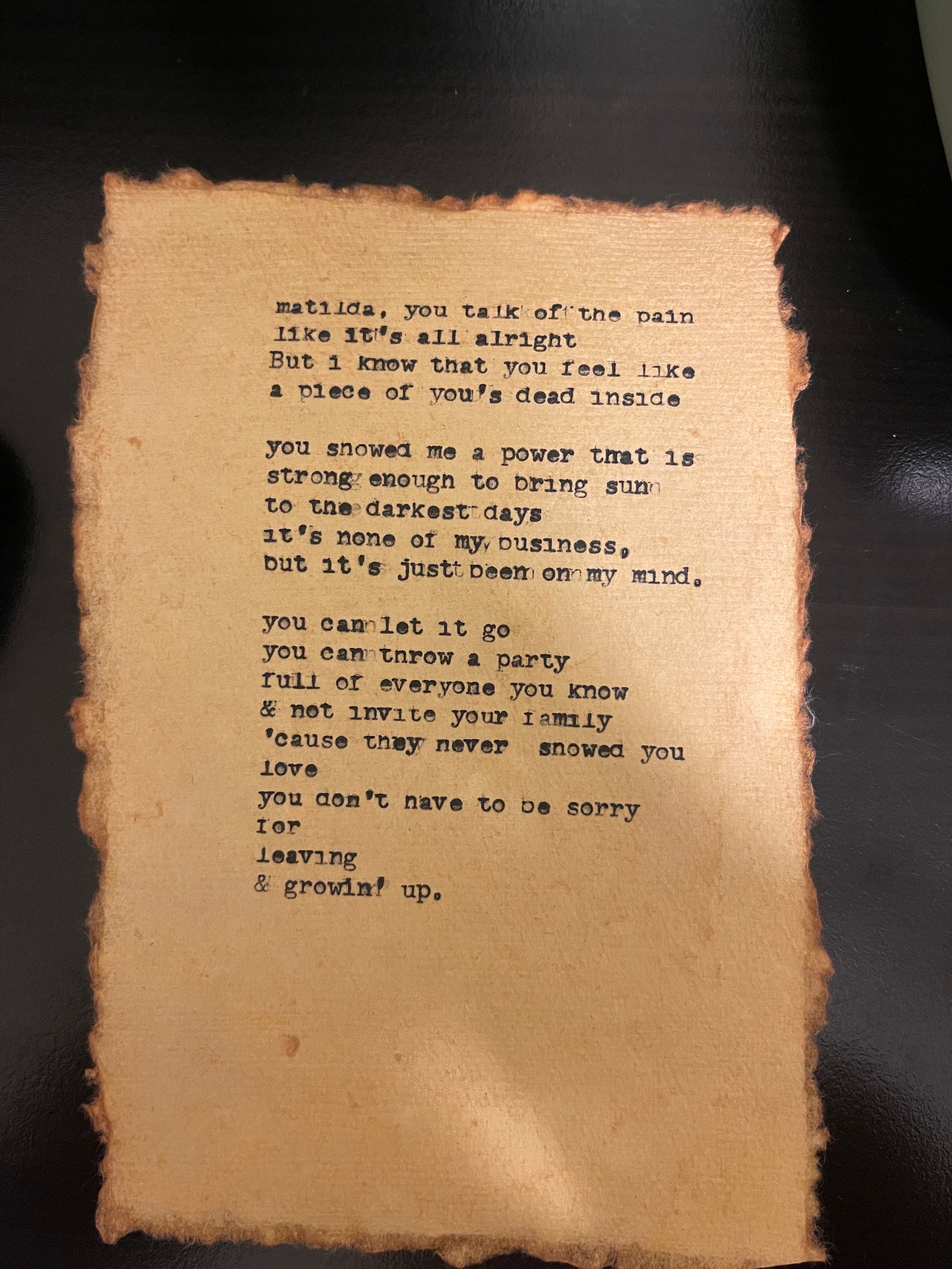 Custom Typewritten Poems, Quotes & Lyrics for Any Occassion - Etsy