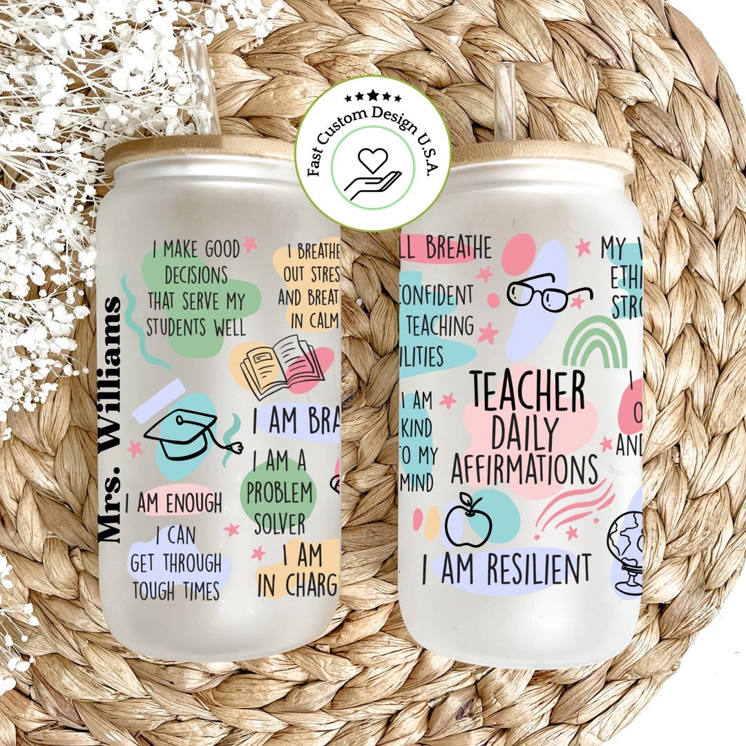 Personalized Teacher Cup -teacher Glass Tumbler Teacher Appreciation ...