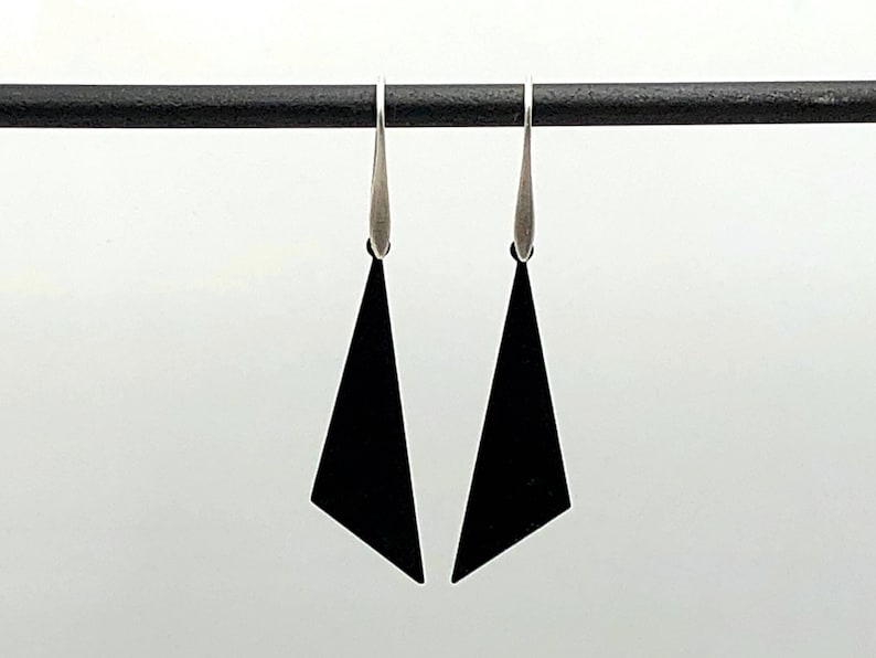 Elegant Matte Black Triangle Earrings. Unique Earrings. Geo | Etsy