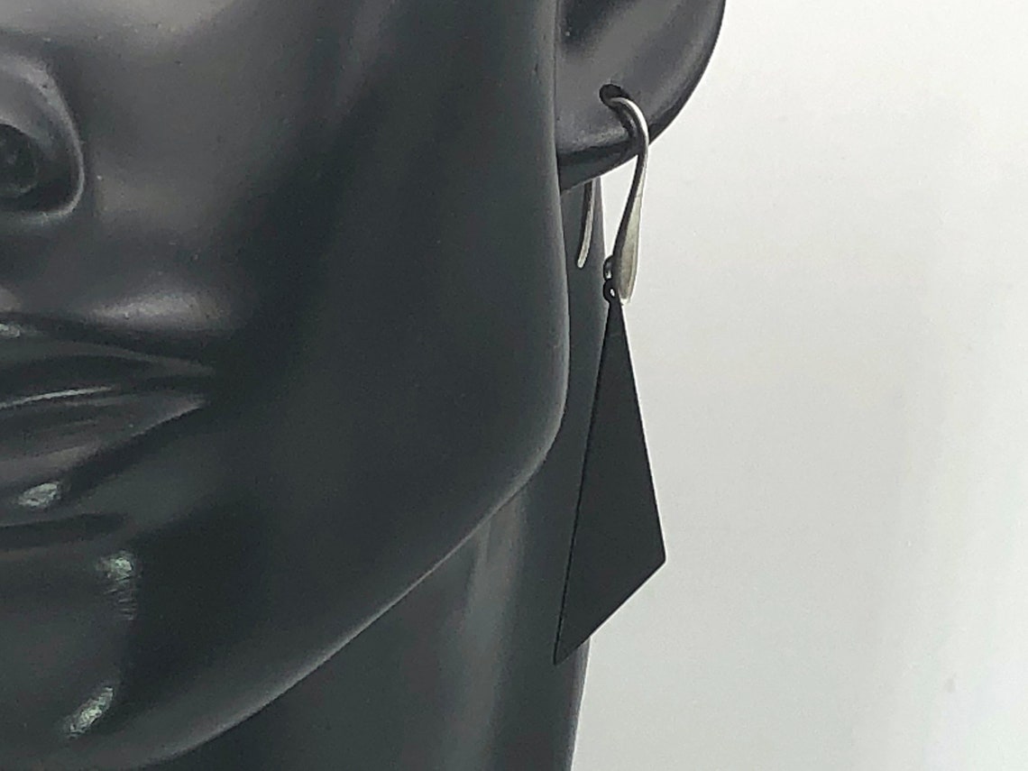 Elegant Matte Black Triangle Earrings. Unique Earrings. Geo | Etsy