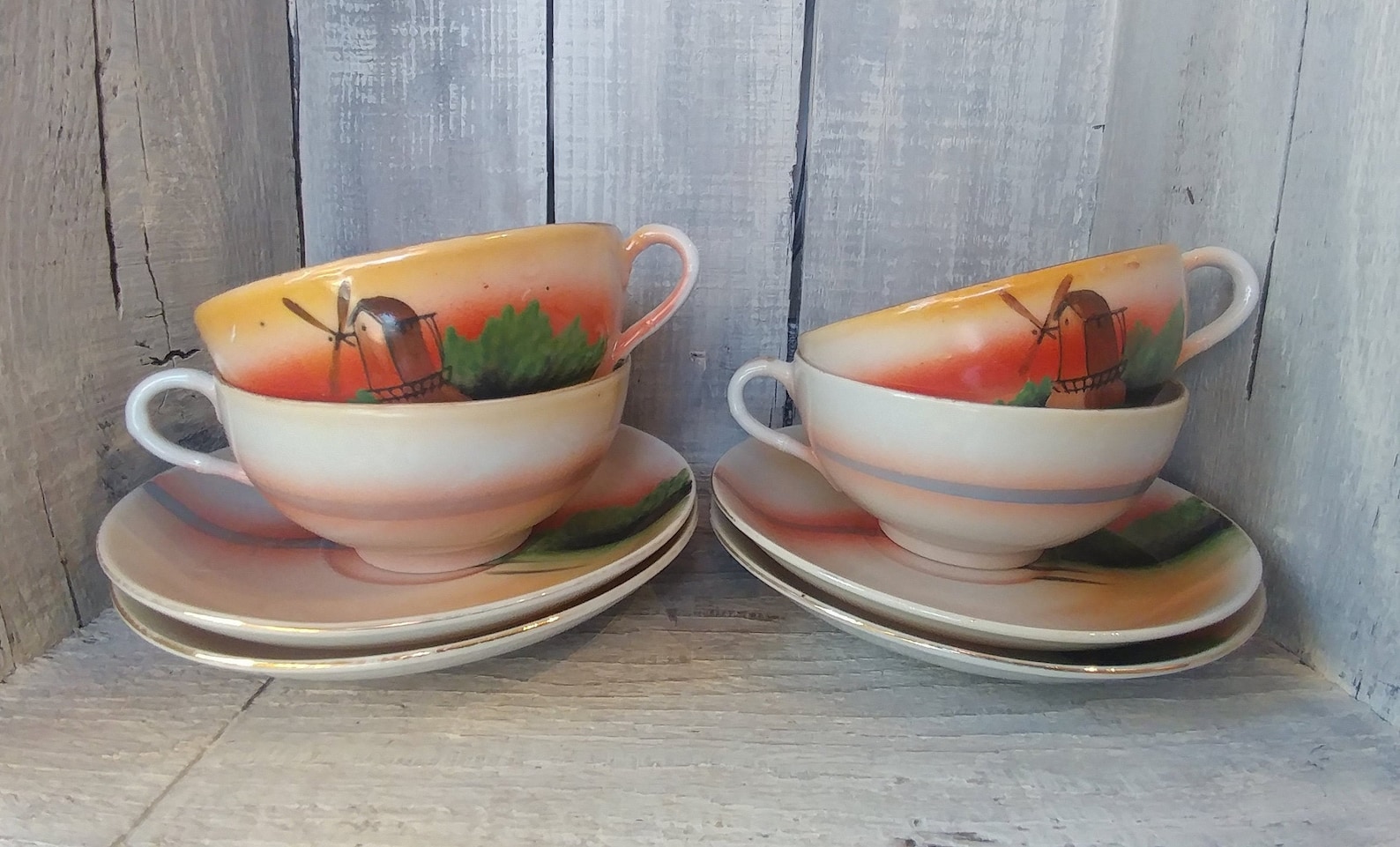 Vintage Chikaramachi China Tea Cup and Saucer Sets: Hand-painted ...