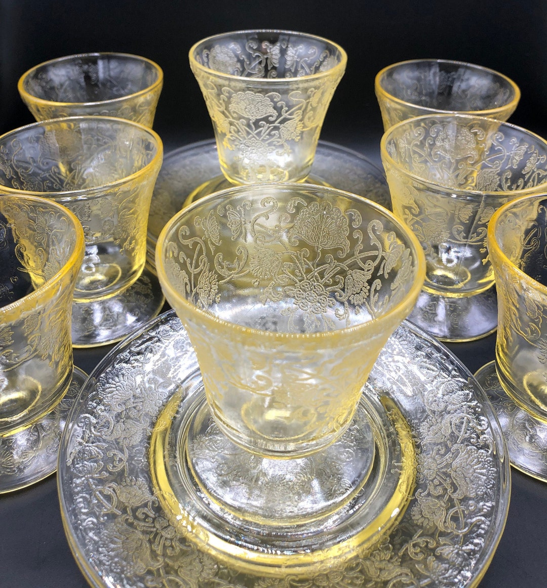 Original Hazel Atlas, Yellow Florentine, Poppy Depression Glass Juice ...