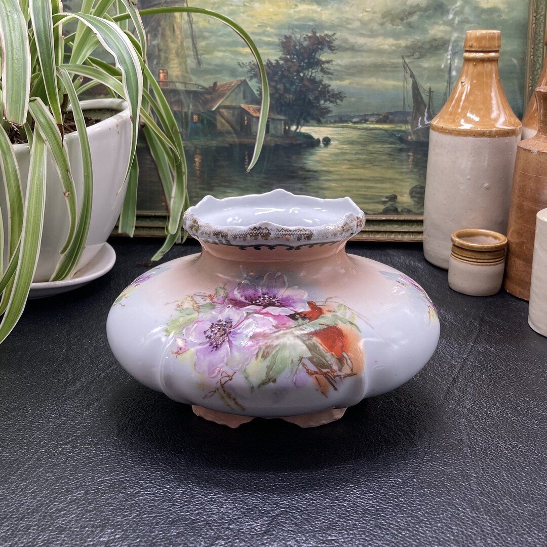Vintage Porcelain Vase by Eleanor China, Austria With Beautiful Floral ...