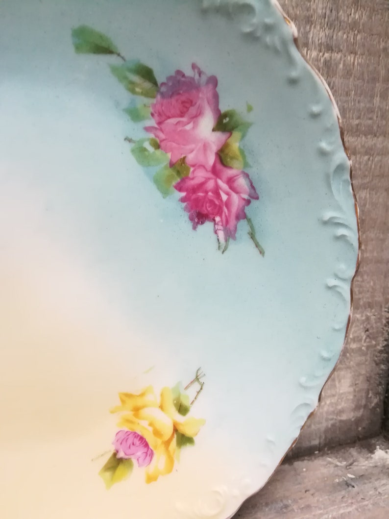 Wheelock German Porcelain Blue to Beige With Antique Roses | Etsy