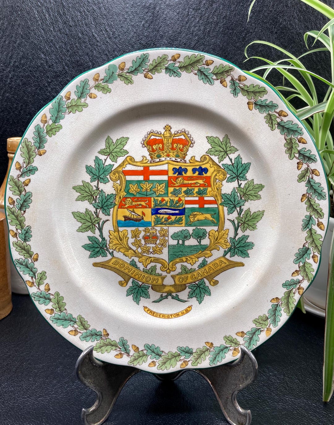 Antique Wedgewood Etruria Dominion Canada Frederigton NB Coat of Arms ...