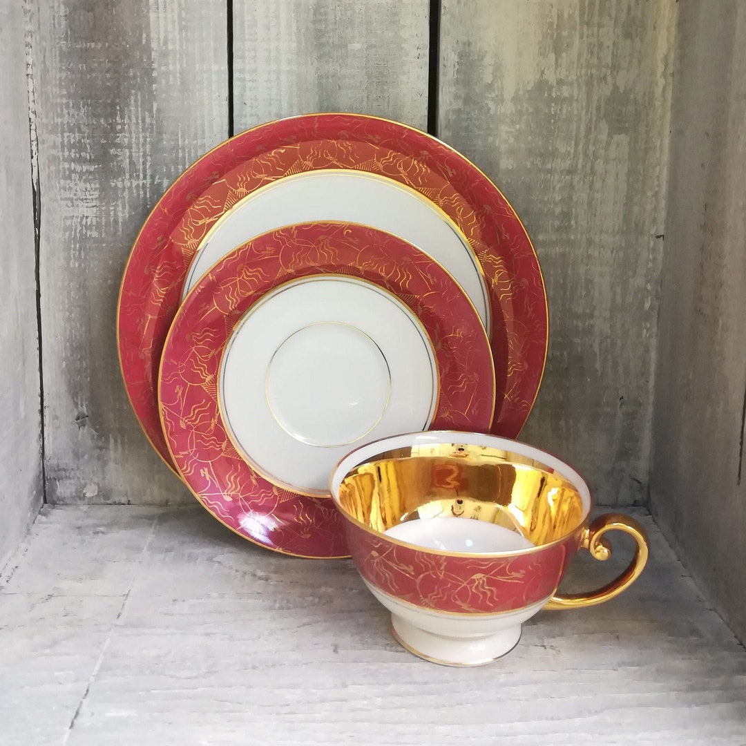 Vintage Luncheon Set, Souvenir Porcelain Tea Cup and Saucer With Plate ...